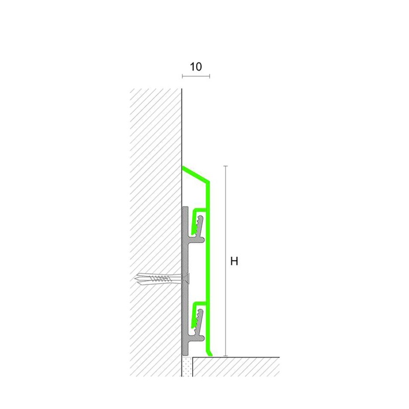 100mm Line 95 anoduota aliuminė grindjuostė